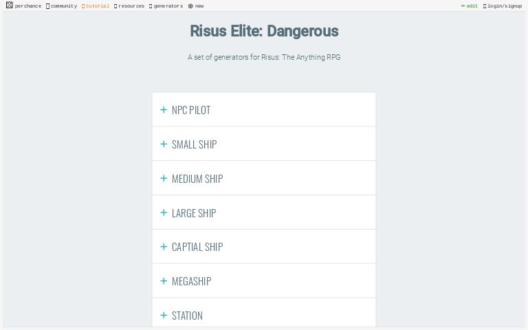 Risus Elite: Dangerous ― Perchance Generator