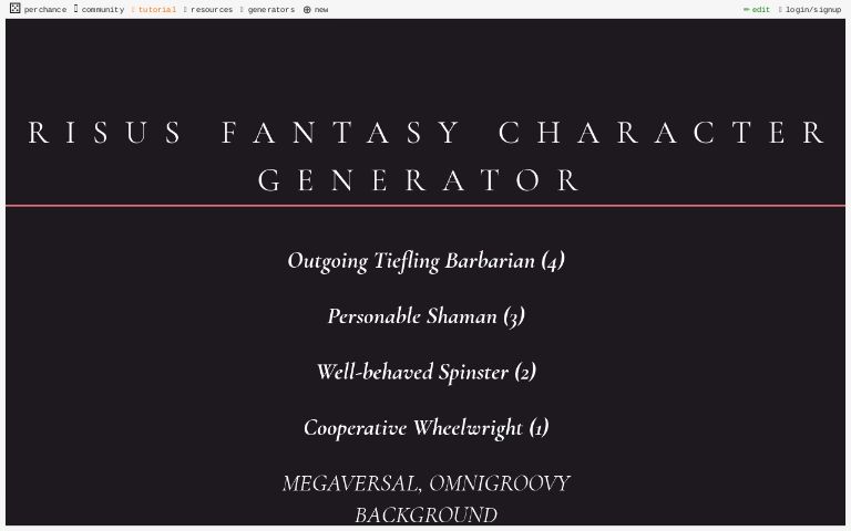 Risus Fantasy Character Generator
