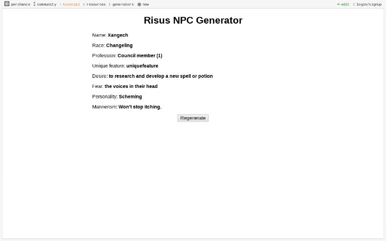 Risus NPC Generator