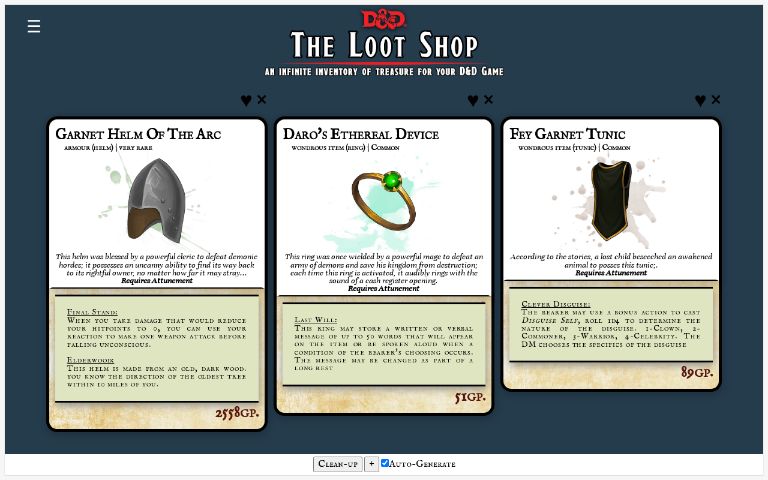 The Loot Shop ― Perchance Generator