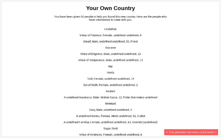 Your Own Country ― Perchance Generator