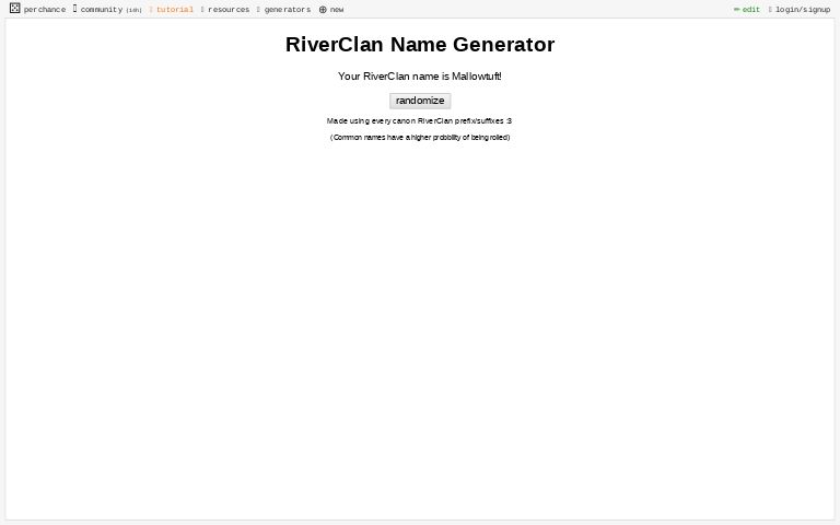 RiverClan Name Generator