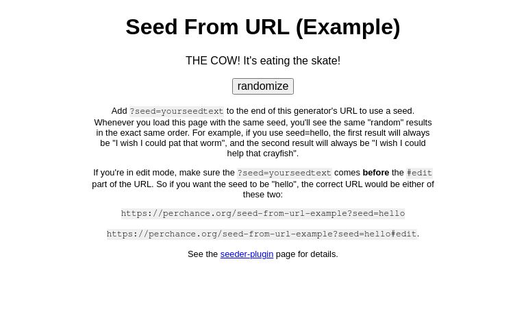 Seed From URL (Example) ― Perchance Generator