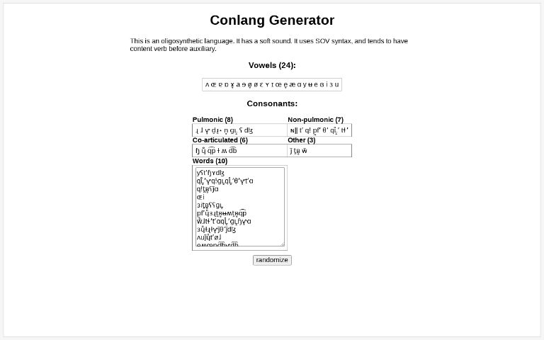 Conlang Generator