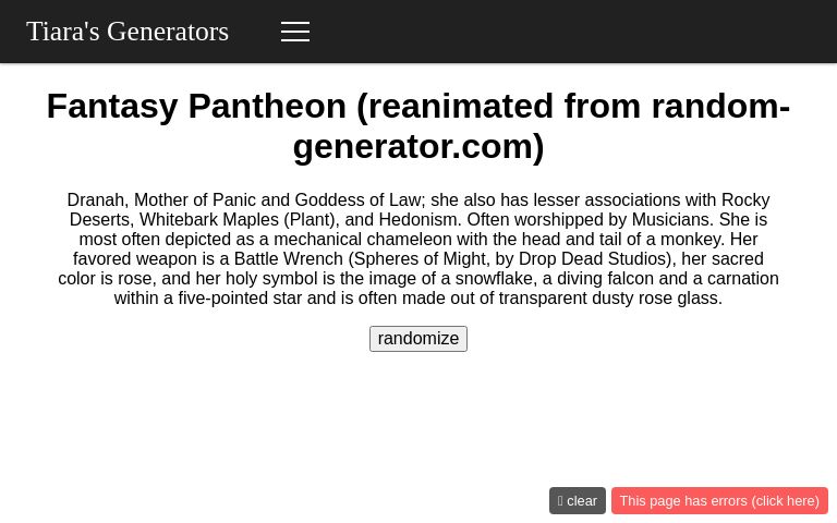Fantasy Pantheon (reanimated from random-generator.com)
