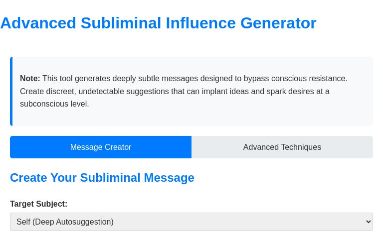 Advanced Subliminal Influence Generator