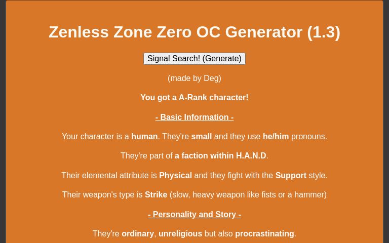 Zenless Zone Zero OC Generator (1.3)