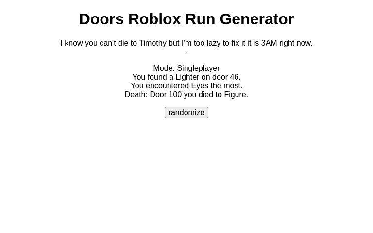 Doors Roblox Run Generator