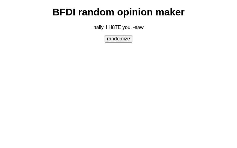 BFDI random opinion maker ― Perchance Generator