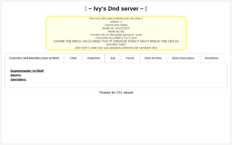 🍂 ~ Ivy's Dnd server ~ 🍂 ― Perchance Generator