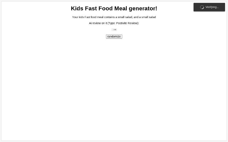 Kids Fast Food Meal generator!