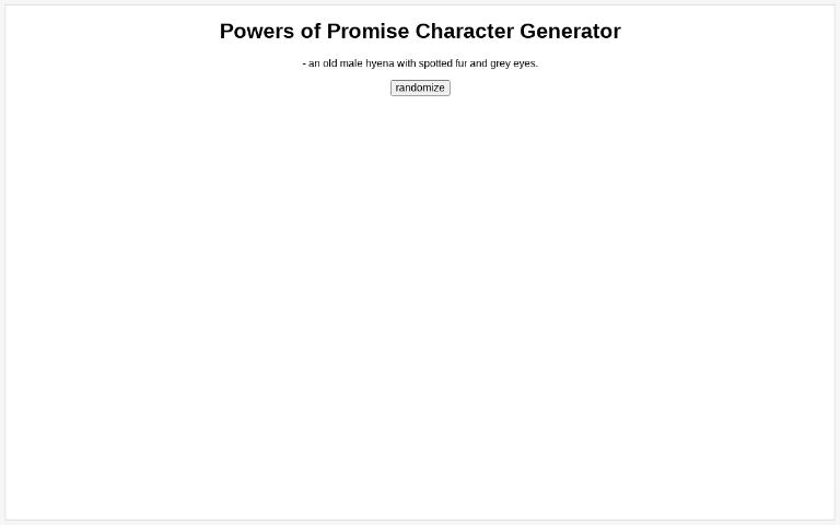 Powers of Promise Character Generator