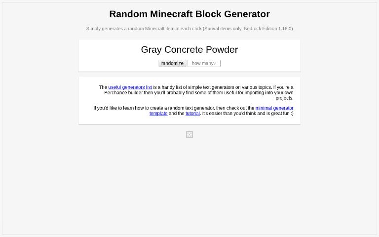 Random Minecraft Block Generator