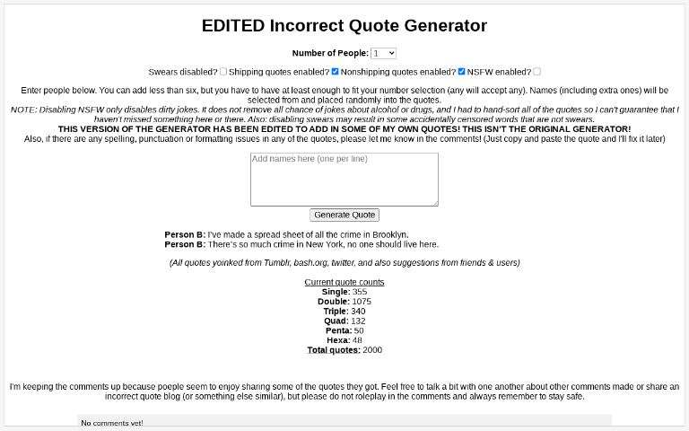 EDITED Incorrect Quote Generator