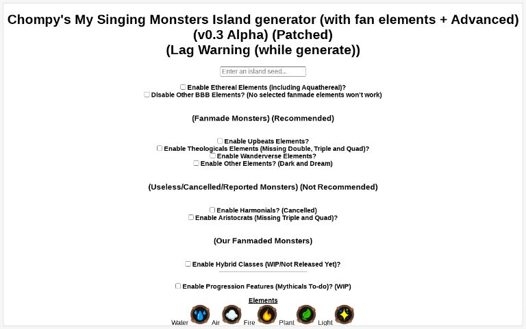 Chompy's My Singing Monsters Island generator (with fan elements ...