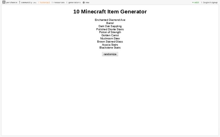 10 Minecraft Item Generator ― Perchance