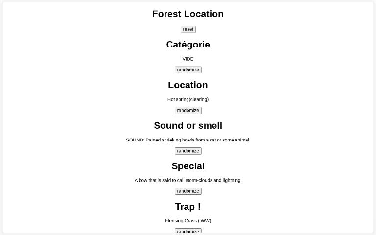 Forest Location ― Perchance Generator