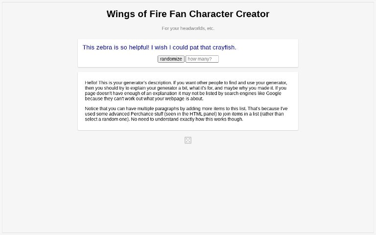 Wings of Fire Fan Character Creator ― Perchance Generator