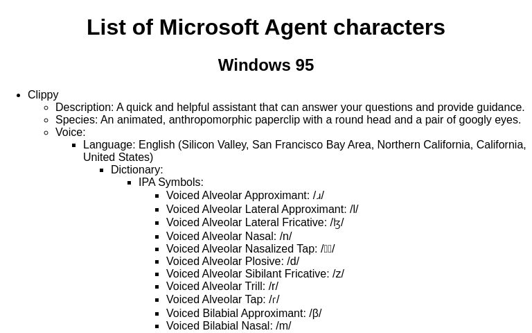 List of Microsoft Agent characters ― Perchance Generator