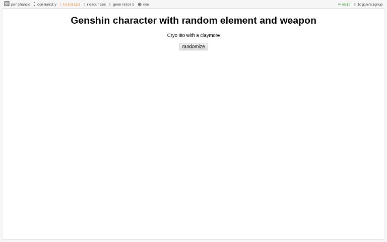 Genshin character with random element and weapon ― Perchance Generator