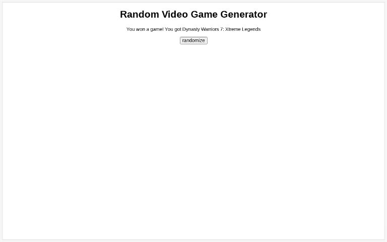 Random Video Game Generator