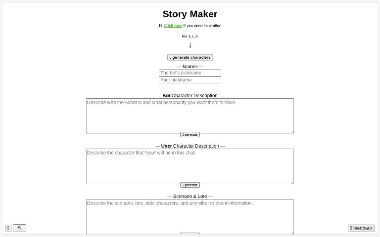 Story Maker (online, free, no sign-up, unlimited) ― Perchance Generator