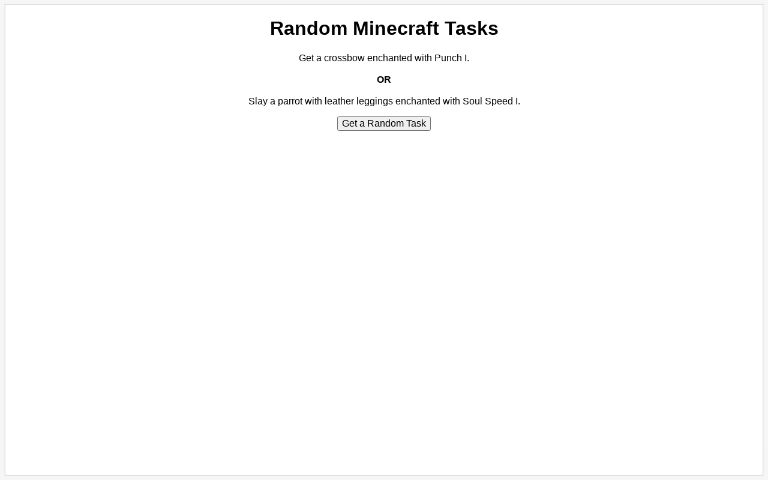 Random Minecraft Tasks ― Perchance Generator