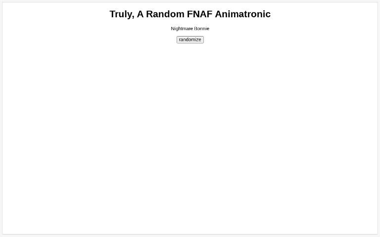 Truly, A Random FNAF Animatronic ― Perchance Generator