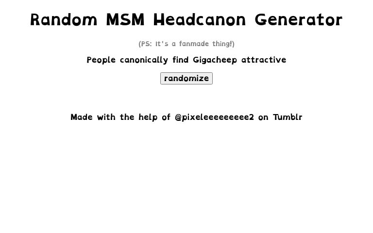 Random MSM Headcanon Generator