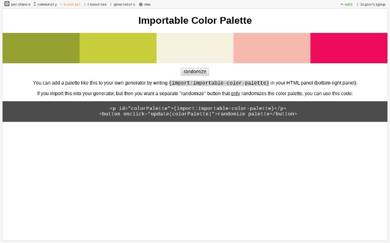 Importable Color Palette ― Perchance Generator