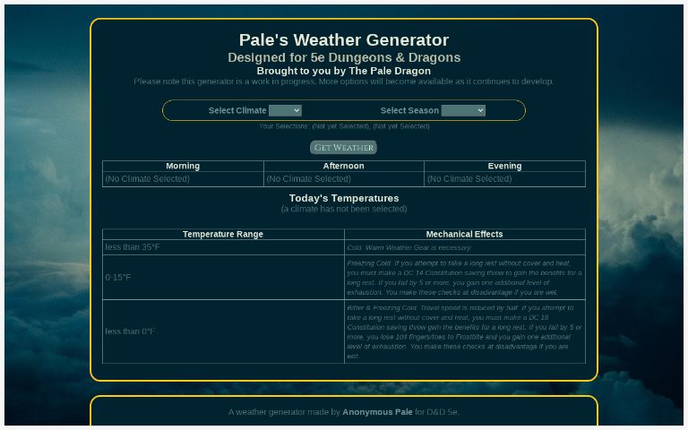 Pale's Weather Generator