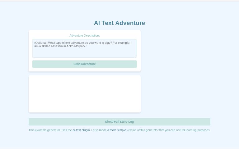 AI Text Adventure ― Perchance Generator