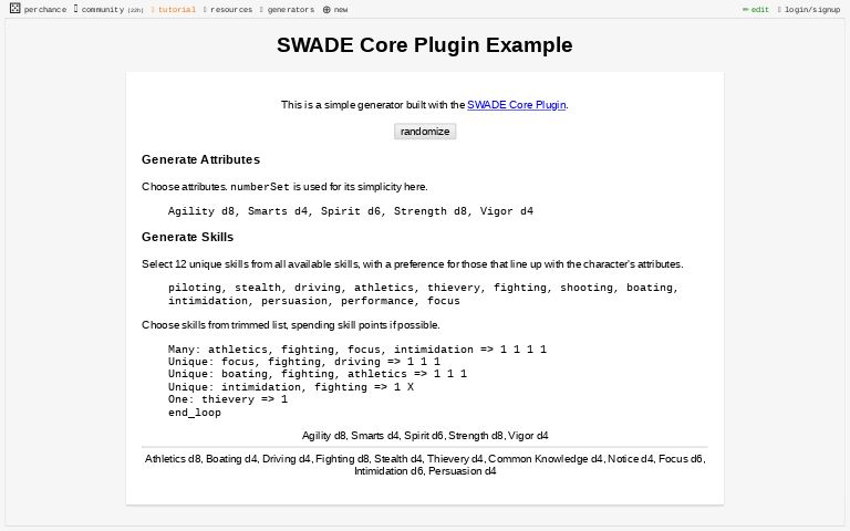 SWADE Core Plugin Example