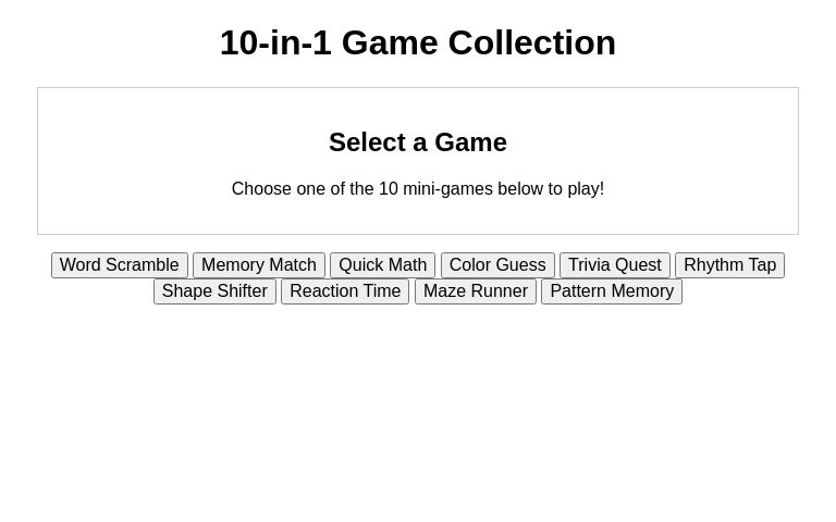 10-in-1 Game Collection ― Perchance Generator
