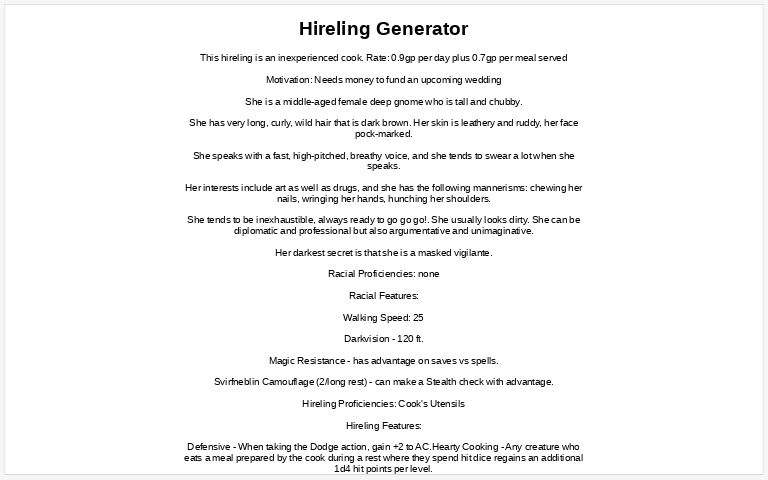 Hireling Generator