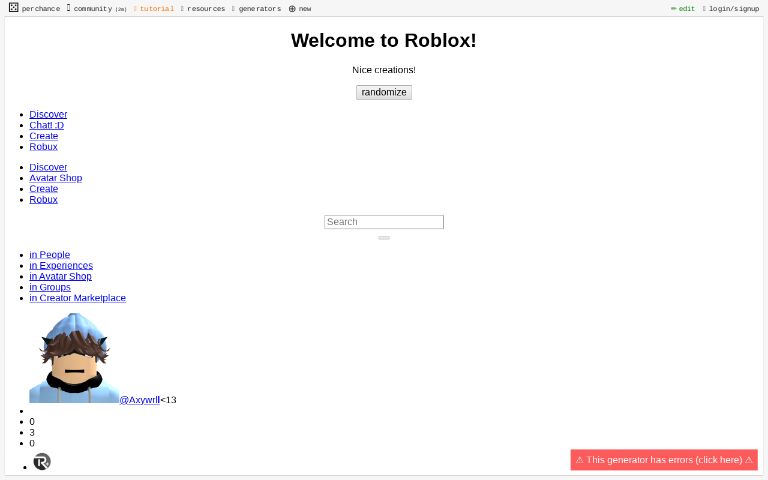 Welcome to Roblox! ― Perchance Generator