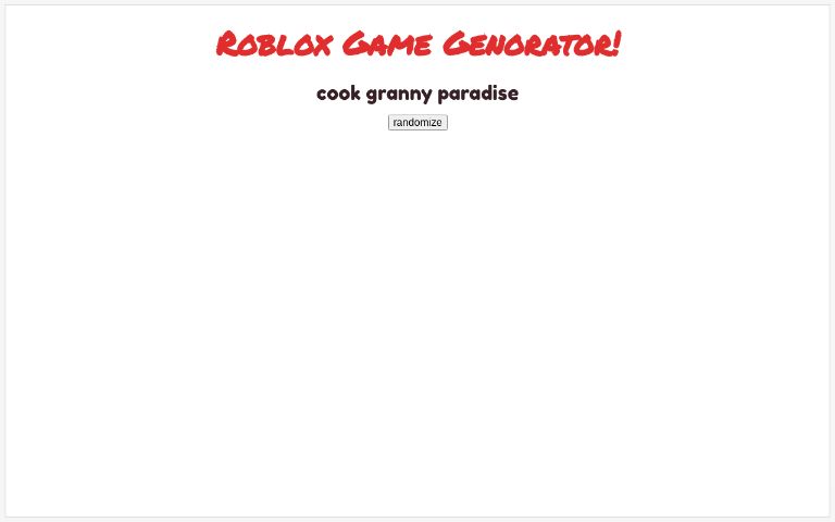 Roblox Game Genorator! ― Perchance Generator
