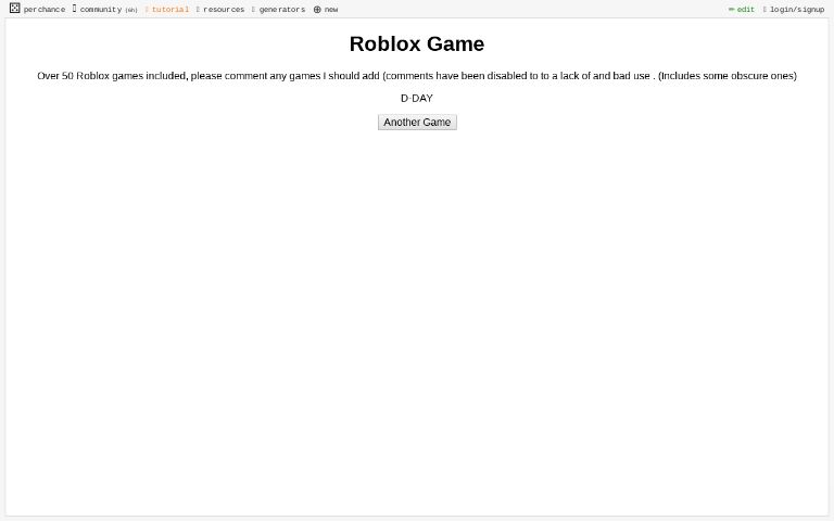 Roblox Game ― Perchance Generator