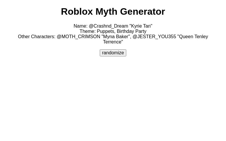 Roblox Myth Generator