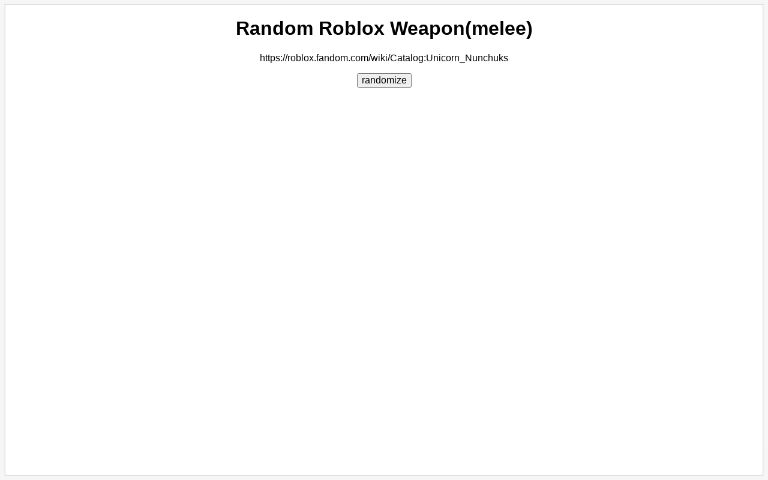 Random Roblox Weapon(melee) ― Perchance Generator
