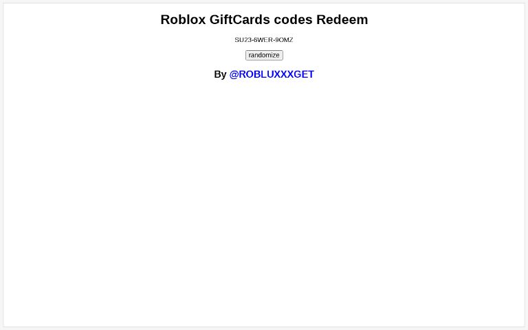 Roblox GiftCards codes Redeem ― Perchance Generator
