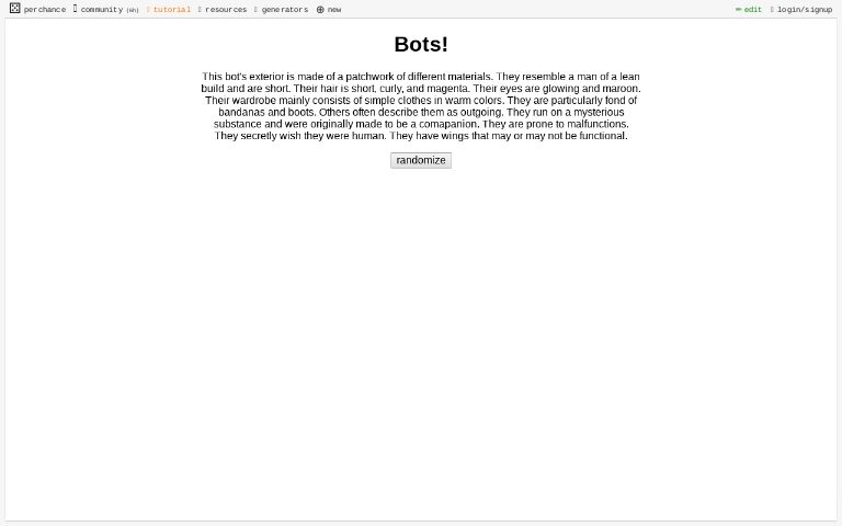 Bots! ― Perchance Generator