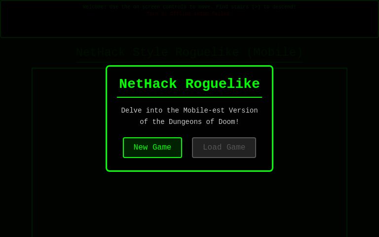 NetHack Style Roguelike (Mobile) ― Perchance Generator