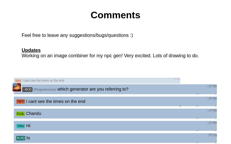 Roguemoves Comments ― Perchance Generator