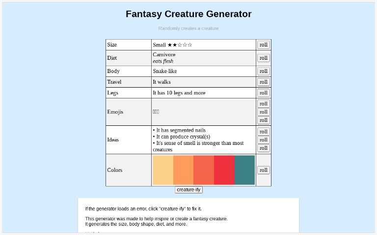 Fantasy Creature Generator