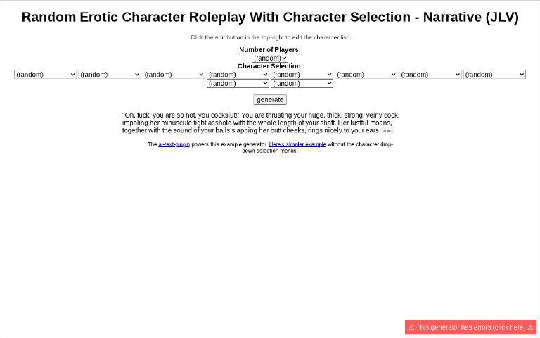 Random Erotic Character Roleplay With Character Selection - Narrative (JLV)