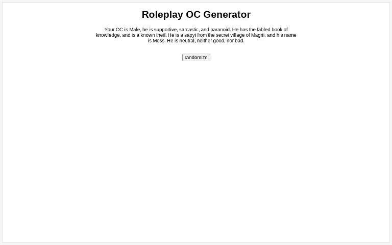 Roleplay OC Generator