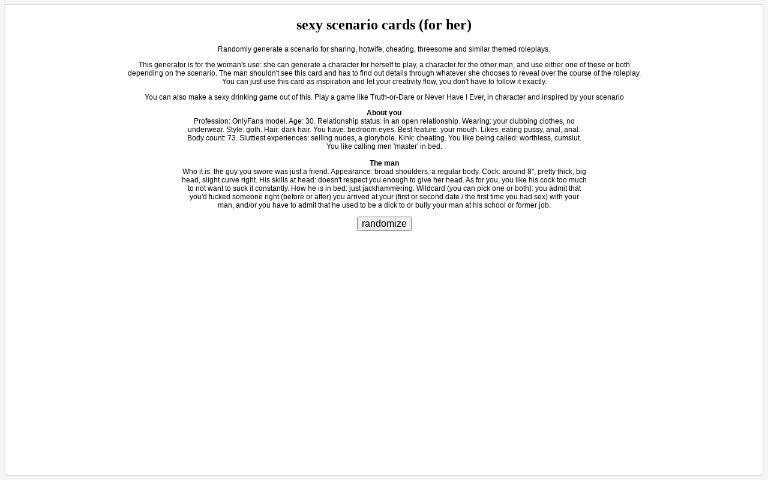 sexy scenario cards (for her) ― Perchance Generator