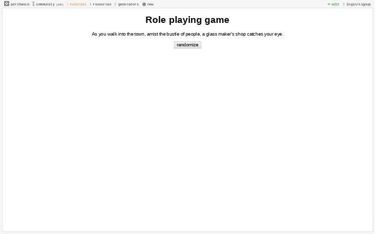 Role playing game ― Perchance Generator