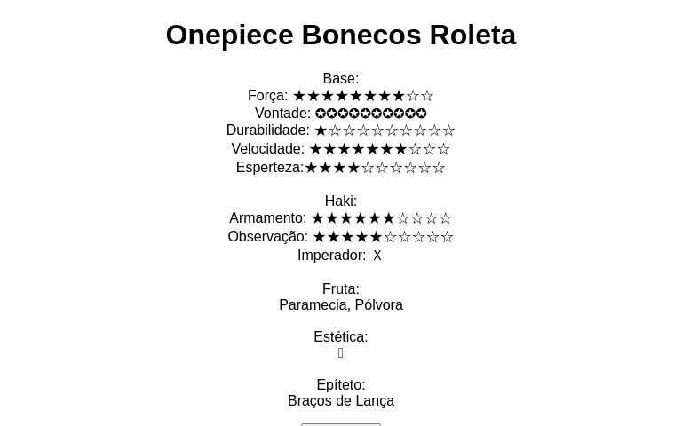 Onepiece Bonecos Roleta ― Perchance Generator
